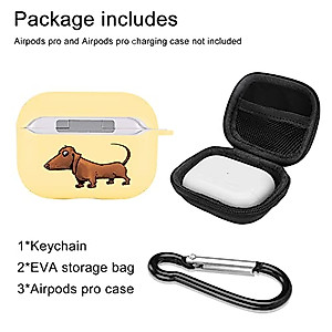JOYLAND Cute Dachshund Case Compatible with Airpods Pro Yellow Soft TPU, Supports Wireless Charging Shockproof Protective Cover for Airpods Pro