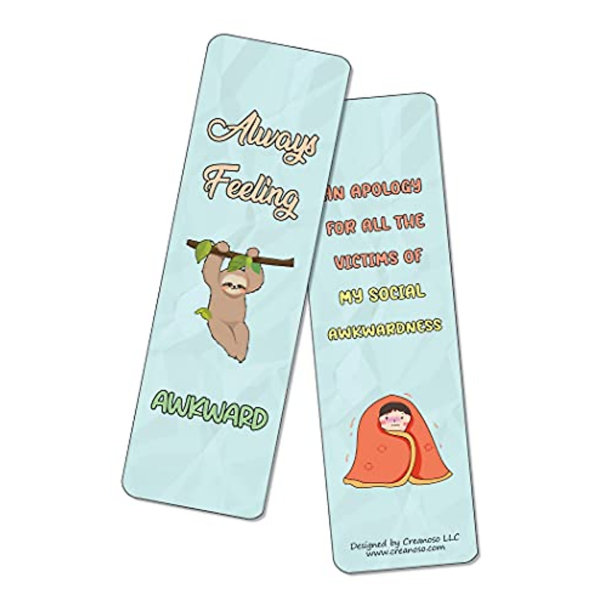 Creanoso Funny Socially Awkward Bookmarks (12-Pack) - Stocking Stuffers Funny Gift Ideas for Adults, Teens, Friends