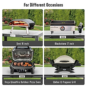 Feasto Large Movable Pizza Oven Table for Outdoor, 36''x 24'' Tabletop Stainless Steel Grill Cart with Wheels, 3-Shelf Outdoor Kitchen Prep Table Pizza Oven Stand on Wheels for Ooni 16, Blackstone