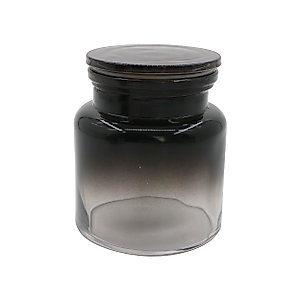 H Halston Glass Storage Jar Organizer, Bathroom & Kitchen Countertop Storage for Accessories, Stylish Home Solution, Black Ombre