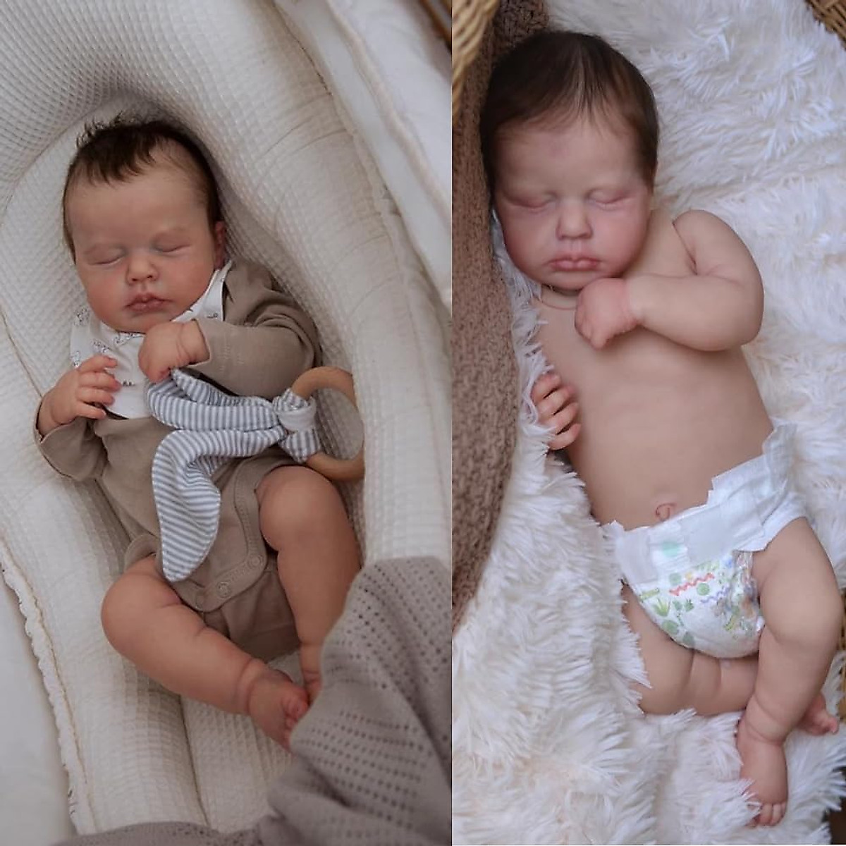 RXDOLL Realistic Newborn Baby Dolls Full Vinyl Body Silicone Reborn Baby Dolls Boy 20 Inch Real Life Baby Dolls Sleeping Beauty Doll Poseable Washable for Kids Gift