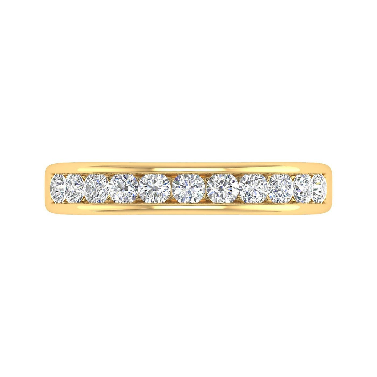 FINEROCK 1/2 Carat Channel Set Diamond Wedding Band Ring in 14K Yellow Gold - IGI Certified (Ring Size 6.5)