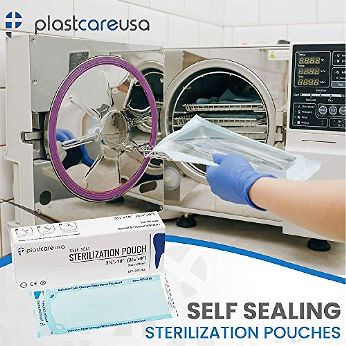 200 12 Inch x 19 Inch Sterilization Pouches, Sterilizer Autoclave Bags for Sterilizing Dental Medical Instruments and Cleaning Tools