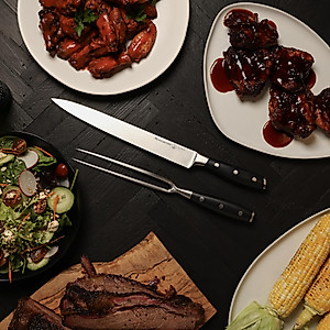 Messermeister Avanta Kullenschliff Carving Set - Includes 8” Carving & Slicing Knife + 7” Fork - German X50 Stainless Steel - Rust Resistant & Easy to Maintain