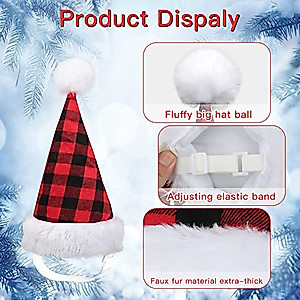 Rypet Christmas Dog Bandana Hat Bow tie Set Classic Plaid Christmas Hat with Scarf Dog Christmas Costume Accessories for Small Medium Large Dogs Cats