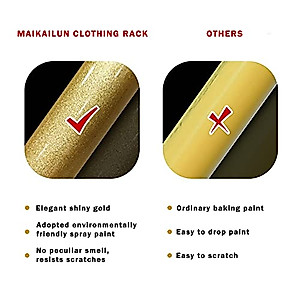 Clothing Rack Gold, Industrial Clothes Rack for hanging Clothes with Double Shelves Freestanding Multi-functional Heavy Duty Garment Rack, Metal Movable Portable Coat Rack for Organizing Clothes Shoes