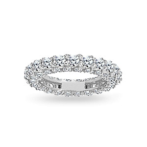 Hoops & Loops Yellow Gold Flashed Sterling Silver Cubic Zirconia Round Stackable Eternity Band Ring, Size 10