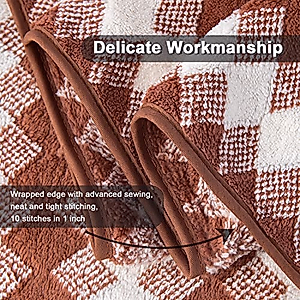 2 Hand Towels Set 15.7”x31.5”, Microfiber Diamond Hand Towels, Soft Bath Hand Towels for Bathroom Hotel Home Kitchen, High Absorbent Hotel Quality Quick Dry Hand Face Towels (Brown)