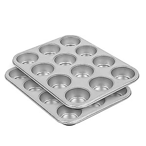 G & S Metal Products Company Baking with G&S Set of Two Heavy Duty 12-Cup Muffin Pans, Gray, 230TH