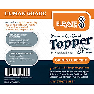100% Human Grade - Dog Food Toppers for Picky Eaters - Air Dried, All Natural, USA Grass Fed Beef - Limited Ingredient, Grain Free - Seasoning, Meal Mixer, Dog Food Toppers for Dry Food – Beef