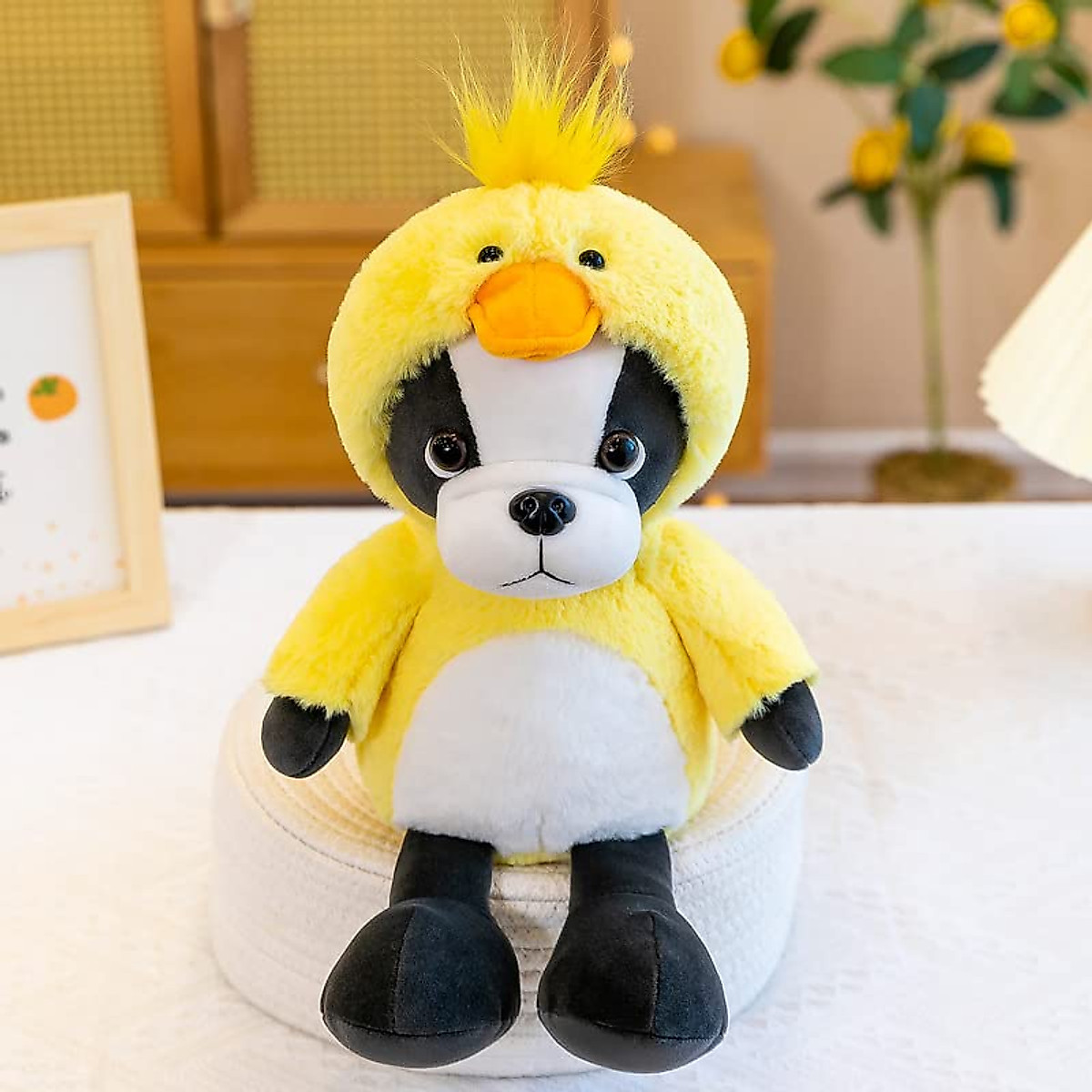 CASAGOOD 13 Inch French Bulldog Stuffed Animal Cosplay as Yellow Duck Plush Toys Soft Bull Dog Toy in Duck Costume, Great Bulldog Plushies Toys Stuffed Animals for Kids