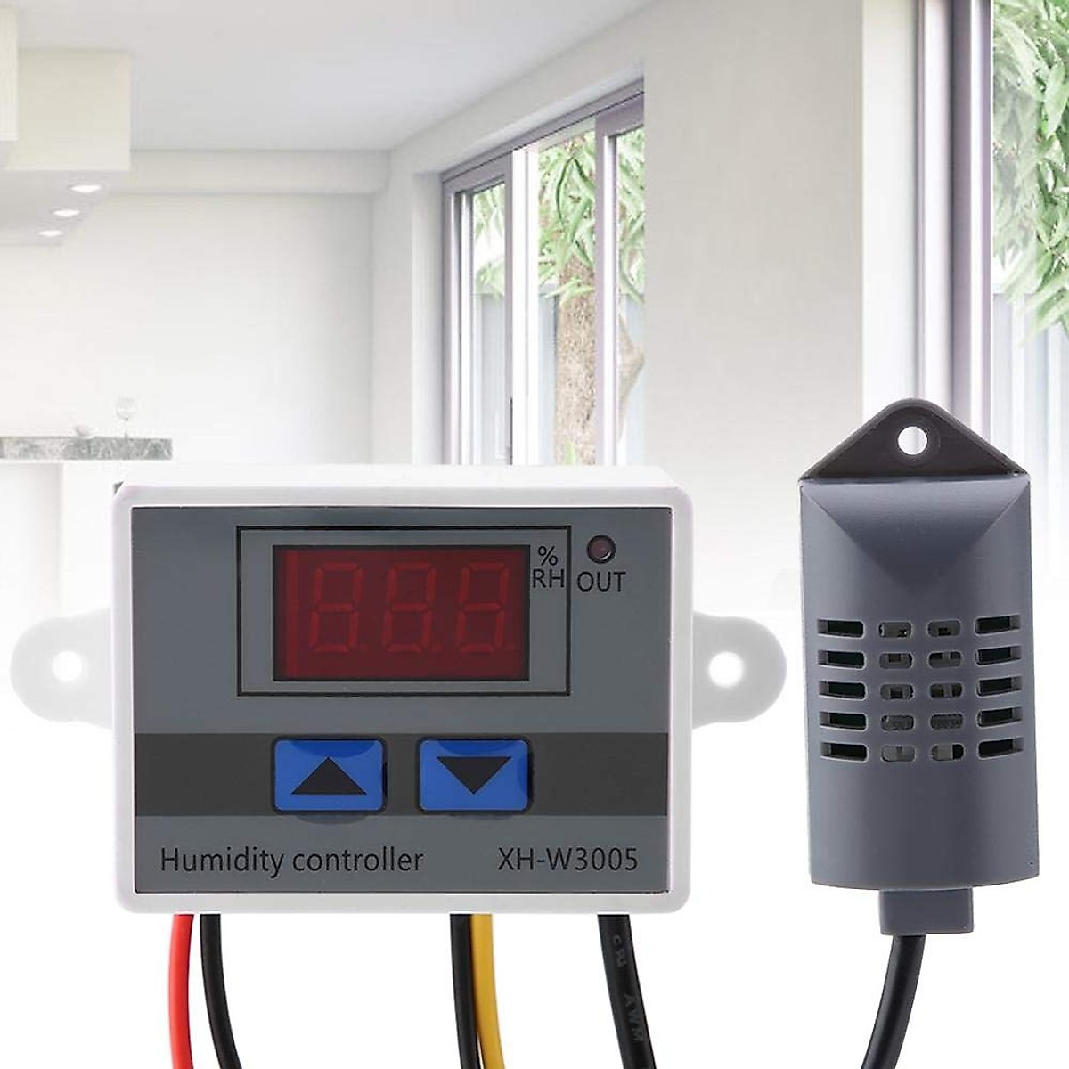 Digital Humidity Controller，XH-W3005 Hygrometer Switch Controller Digital Humidity Sensor 0~99% RH 12V/24V/220V(12V)