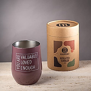 DIVERSEBEE Inspirational Gifts for Women, Men, Best Friend, Mom, Sister, Wife, Girlfriend, Boss, Coworker, Nurses, Thank You Encouragement Birthday Wine Gifts,Insulated Wine Tumbler with Lid (Plum)