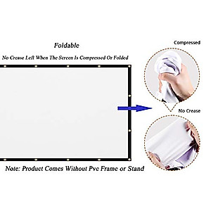 Mdbebbron 120 inch Projection Screen 16:9 Foldable Anti-Crease Portable Projector Movies Screens for Home Theater Outdoor Indoor Support Double Sided Projection