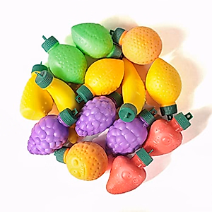 25 Fruit Shaped Fizzy Candy Powder, With Hanging Hole Caps for Decorative Stringing, Fun and Unique 90’s Retro Candy, Gluten Free & Nut Free, by 4YoreElves