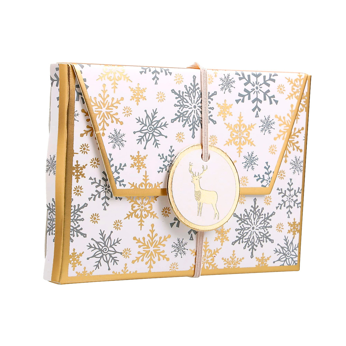 Fifth Ave Kraft Christmas Gift Card Holder Boxes with Foil Hot Stamp (Set of 6)