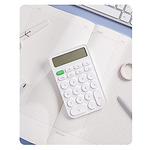 AOAILION Standard Calculator 12 Digit with Large LCD Display and Big Buttons,Cute Calculator,Desktop Calculator for Office, Home, School (White)