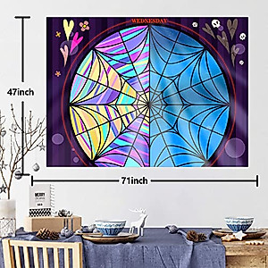 Wednesday Banner Happy Birthday Backdrop Horror Fantasy TV Drama Theme for Boys Girls Fans Room Bedroom Playroom College Dorm and Apartment Decor Wednesday Party Supplies Birthday Party Decorations