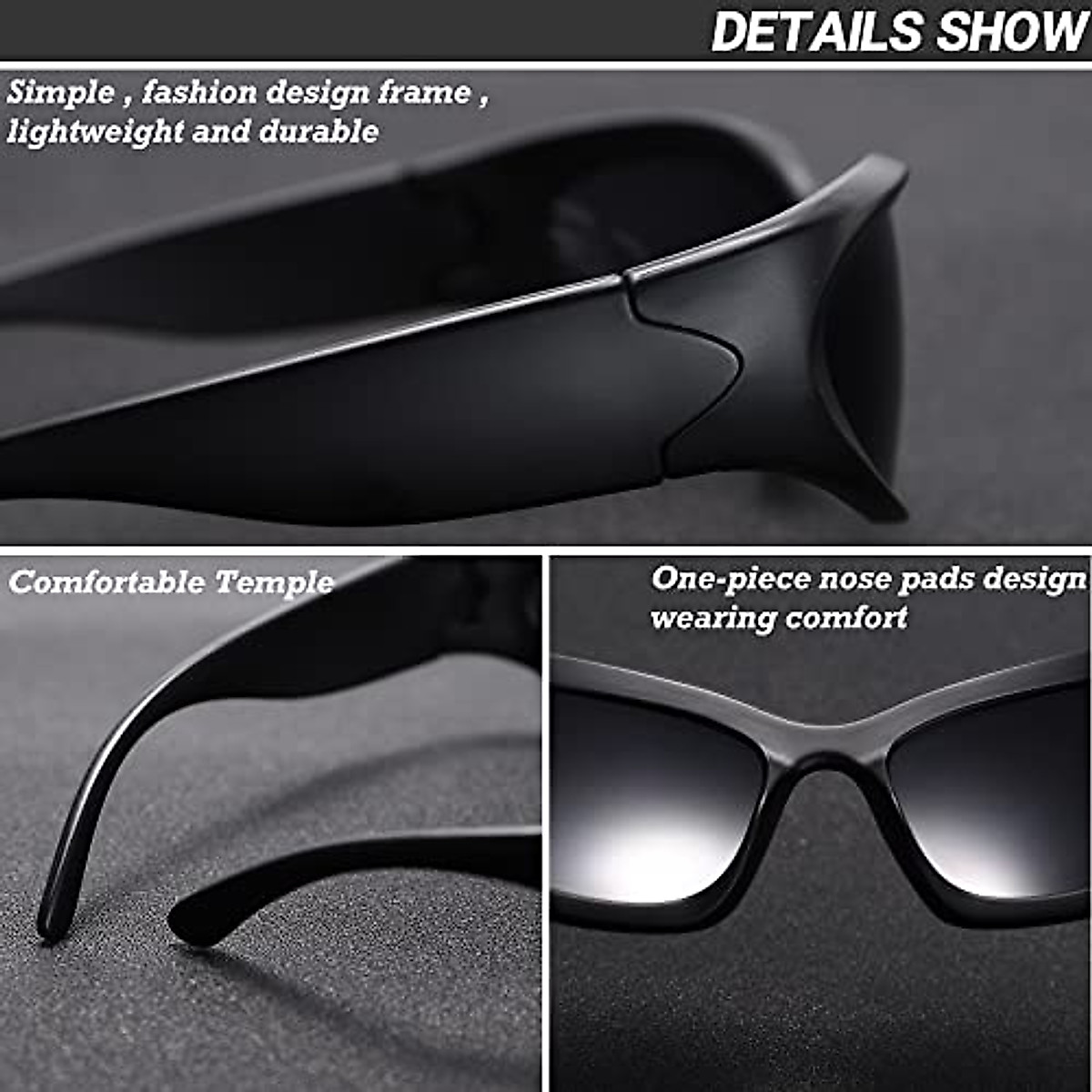 GUVIVI Wrap Around Fashion Sunglasses for Men Women 2 Pack Swift Oval Gold Sunglasses Futuristic Shades Glasses Eyeglasses