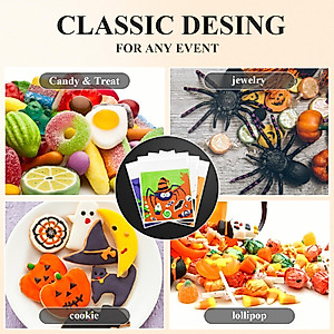 Sainyarh 100 Pcs Halloween Treat Bags 4'' X 4'' Halloween Cellophane Bags, Trick or Treat Candy Goodie Bags for Holiday Halloween Party Favors Supplies