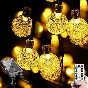 WERTIOO 55FT 100 Led Solar String Lights Outdoor with Remote, Waterproof Solar Powered Outdoor Lights with 8 Lighting Modes for Patio Gazebo Porch Camping Tree Garden (Warm White)