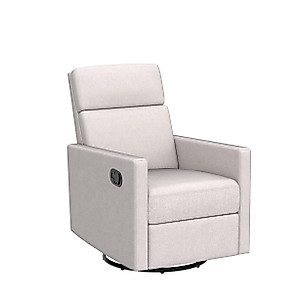 Merax Tan Modern Soft Linen Swivel Push Back Rocker Recliner w/Headsupport Adjustable Nursery Glider Chair for Living Room, Bedroom, Set of 1