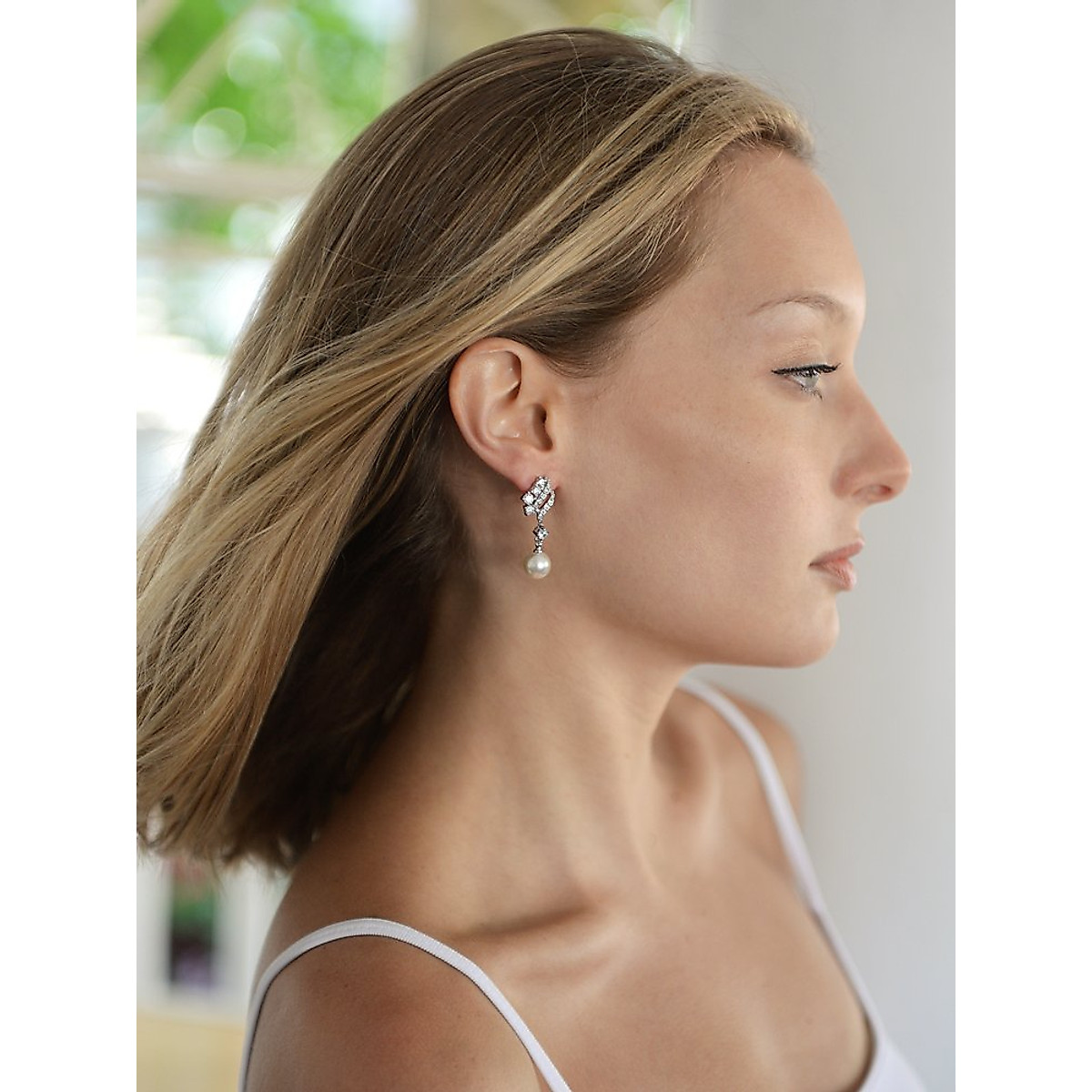 Mariell Pearl Drop Wedding Bridal Earrings, Cubic Zirconia and Pearl Drop Earrings for Brides, Bridesmaid