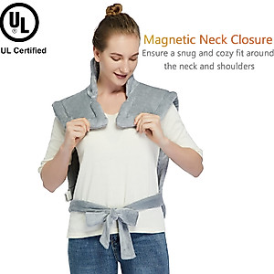 CAROMIO Large Heating Pad for Neck and Shoulders Back Pain Relief, Weighted Electric Heating Pads with Auto Shut Off, Full Body Back Heat Pad, Fast Heating and 4 Heat Settings (Grey, 33"x22")