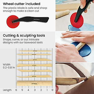 ARTEZA Pottery Tools & Clay Sculpting Tools, Set of 22 Pieces in PET Storage Tube, for Clay, Pottery, Ceramics Artwork & Holiday Crafts