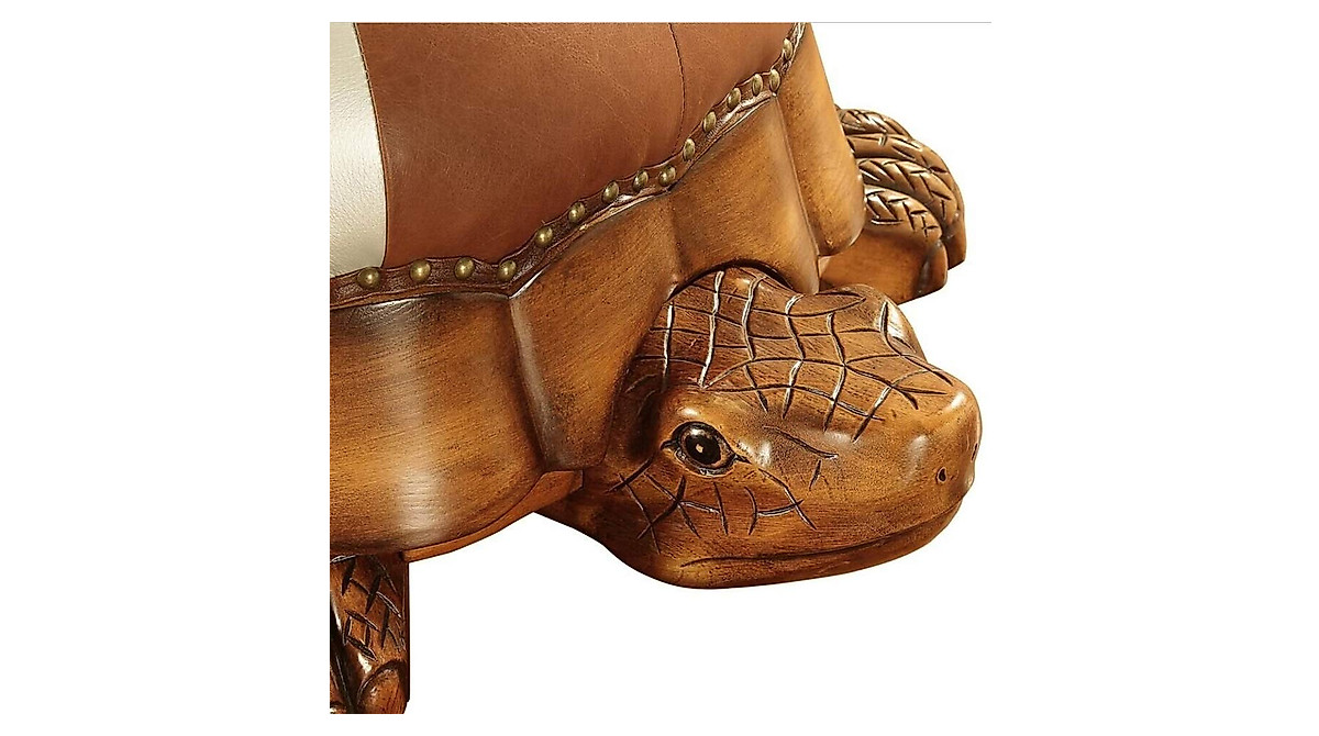 CYYTLFSD Wood Ottoman Footstool,Sofa Stool，Leather Upholstered Vintage ...