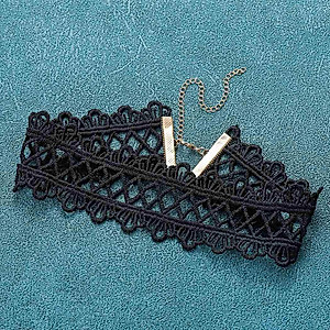 Zoestar Lace Choker Necklaces Vintage Black Elastic Stretch Necklace Chain Accessories for Women