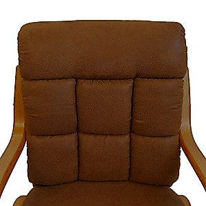Caster Chair Company Casual Rolling Caster Dining Chair with Swivel Tilt in Honey Oak Wood with Cocoa Microsuede Seat and Back (1 Chair)