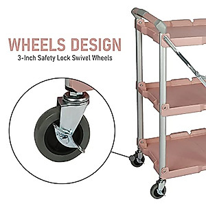 Olympia Tools 91-210 Pack-N-Roll 150 lbs Folding Collapsible Service Cart, Rose/Grey
