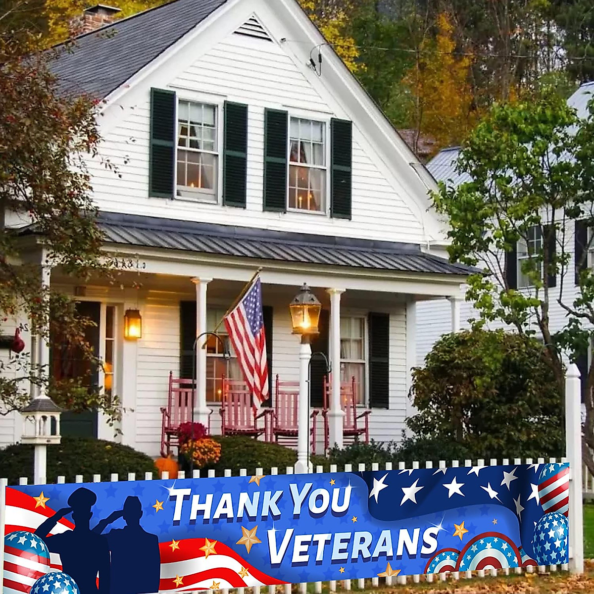 Veterans Day Banner Veterans Day Decorations Outdoor, Thank You Veterans Banner, Veterans Day Yard Sign, American Flag Patriotic Soldier Outdoor Veterans Day Banner