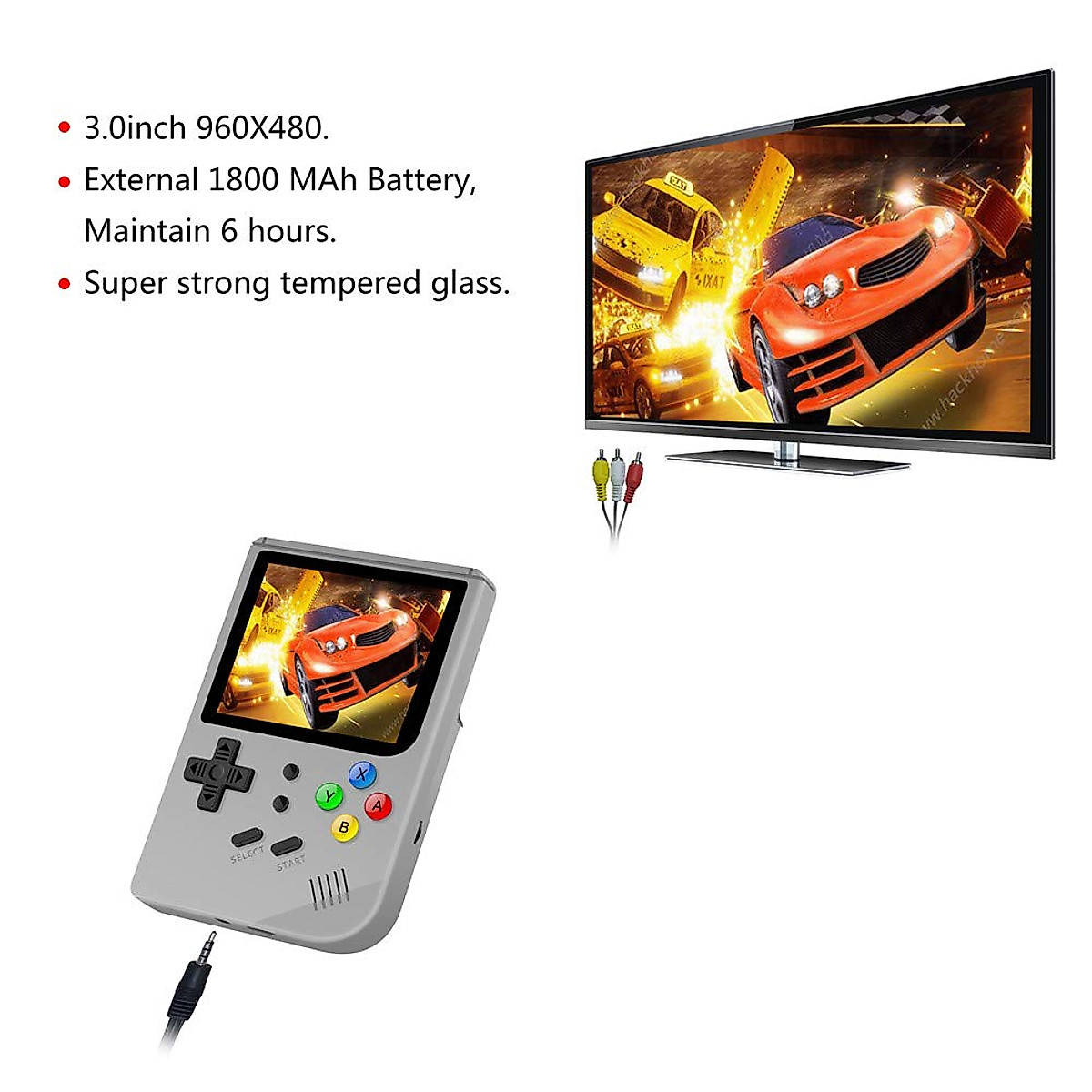Neutral Handheld Game Console，Mini Hand-Held Game Player Retro Game 300 Game Console RG300 Retro Game Hand-Held 16G Internal 3 Inch Video Game Console Best Gift Tony System(Gray)