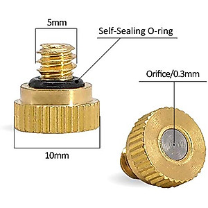 Aootech 32 Pack Brass Misting Nozzles for Outdoor Cooling System, 0.012” Orifice (0.3 mm) 10/24 UNC