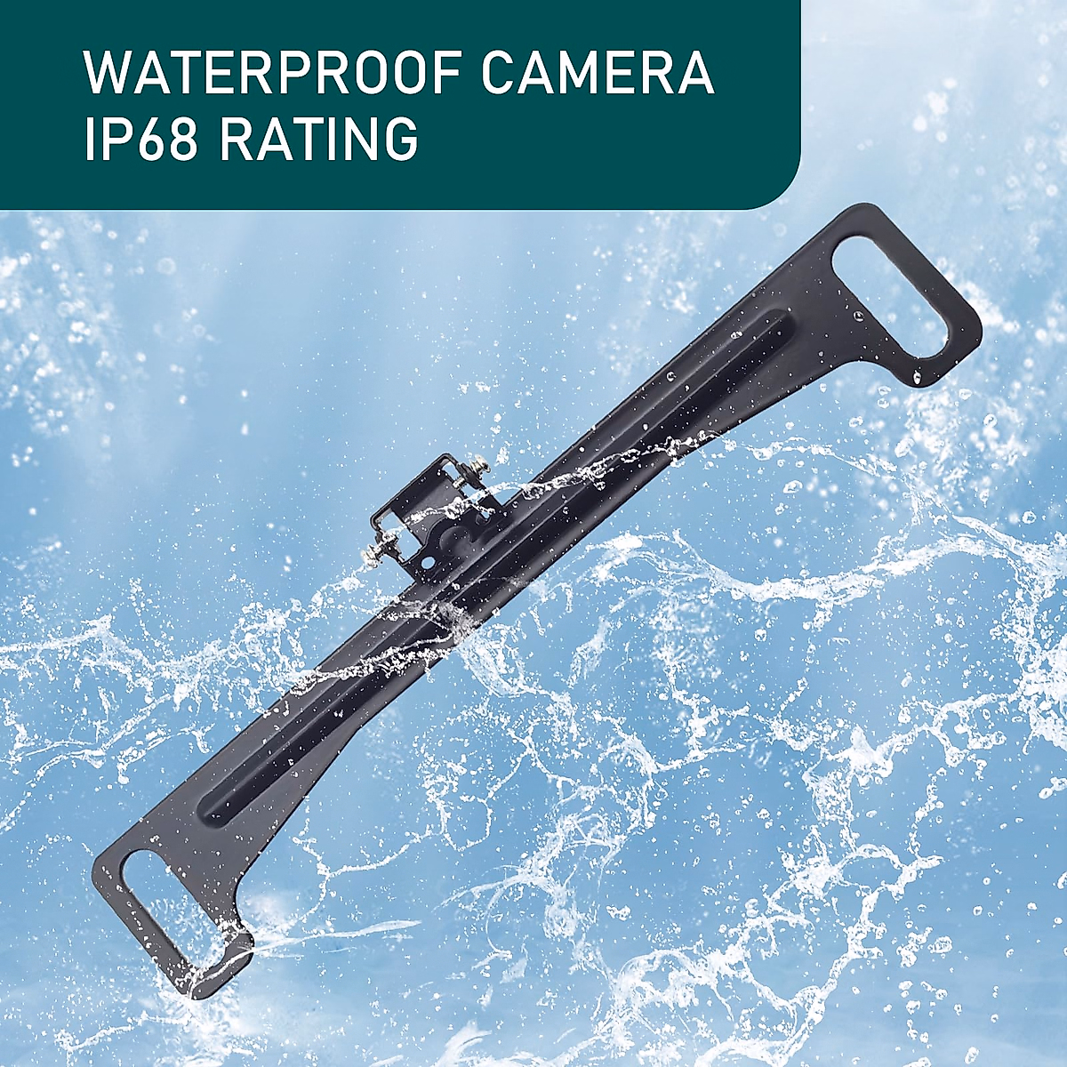 Crynod 1 PC Car Reversing Camera License Plate Mounting Bracket, 7.68" x 1.34" Dash Cam Rear Camera Bracket, Automotive 0.87" Square IP68 Waterproof Fitting, Suitable for Most Car Models (Black)