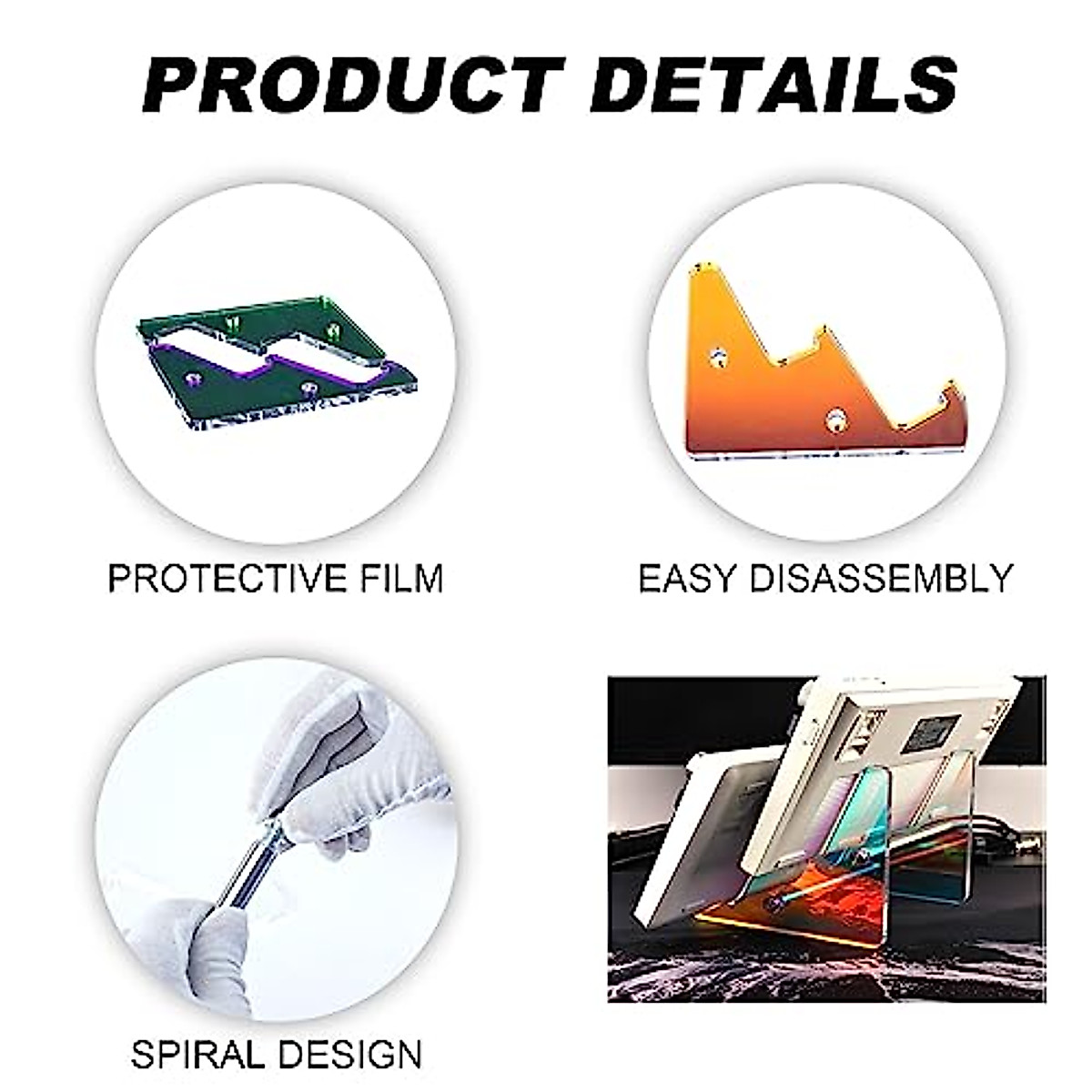 GEKUCAP Keyboard Display Stand, 2 Tier Colorful Mechanical Keyboard Holders, Thicker Rainbow Stand for Two Keyboards, Acrylic Keyboards Storage Holder Tray for Computer Tablet Picture Frame