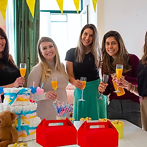 Lainrrew 30 Pcs Gable Candy Treat Boxes, Small Goodie Boxes Christmas Party Favor Boxes Kraft Paper Gift Box for Christmas Party Decorations Birthday Party Favors (Red)