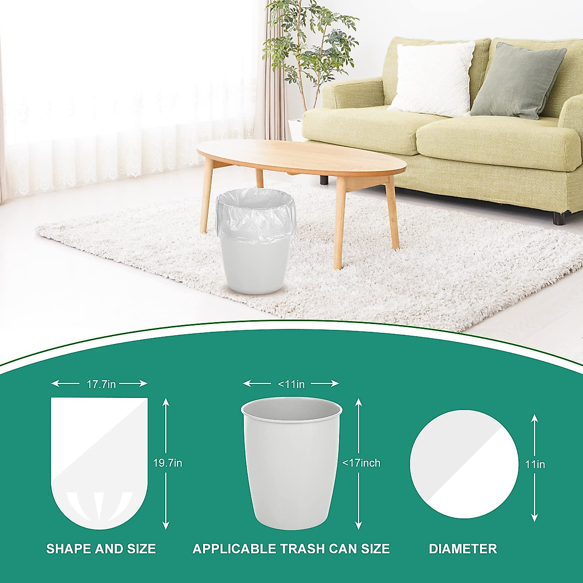 4 Gallon Small Trash Bags, Magesh 4 Gallon Trash Bag Strong, Leakage-Free, Small Garbage Bags 4 Gallon Unscented Thick for Bathroom, Office, Kitchen Small Trash Can, 15L, 105 Bags, Clear