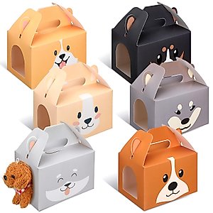 Fainne 24 Pcs Party Favors Boxes Treat Boxes Foldable Gift Boxes Candy Goodie Boxes Decorations Adopt Pet Gift for Birthday Wedding Bridal Shower Party Favors(Cute Dog)