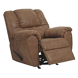 Signature Design by Ashley McGann Faux Leather Oversized Manual Rocker Recliner, Light Brown