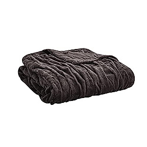 Madison Park Oversized Ruched Faux Fur Throw, 50 by 60",Brown