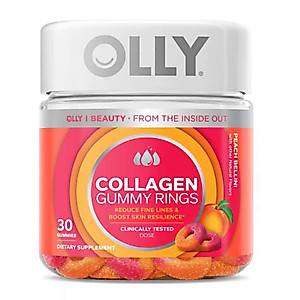 OLLY Collagen Gummy Rings! 30 Gummies Peach Peach Bellini Flavor! Formulated with Bioactive Collagen Peptides! Reduce Fine Lines and Boost Skin Resilience! Choose Your Pack! (2 Pack)