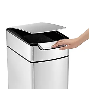 simplehuman Slim Touch-Bar Kitched Trash Can, 40 Liter, Brushed