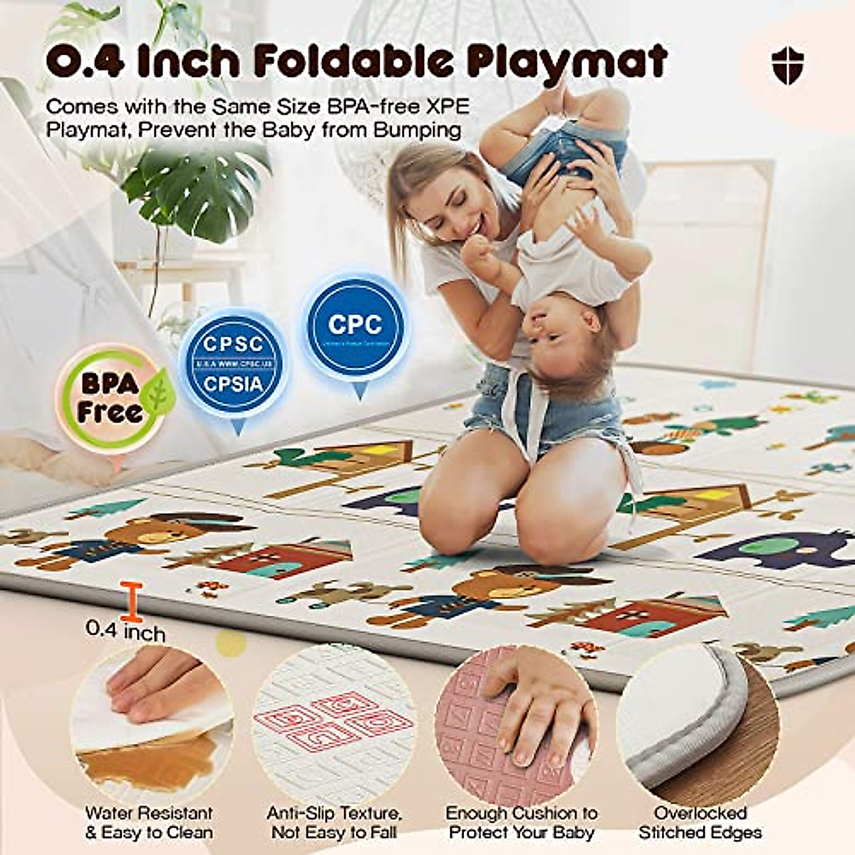 Gimars Upgraded 320D Washable Baby Playpen with Padding Mat, 6in1 Large Playpen for Toddlers, Sturdy & Safe Playpen with Padded Cotton Top Rod for Protecting Babies, Baby Play Yard with Zipper Gate