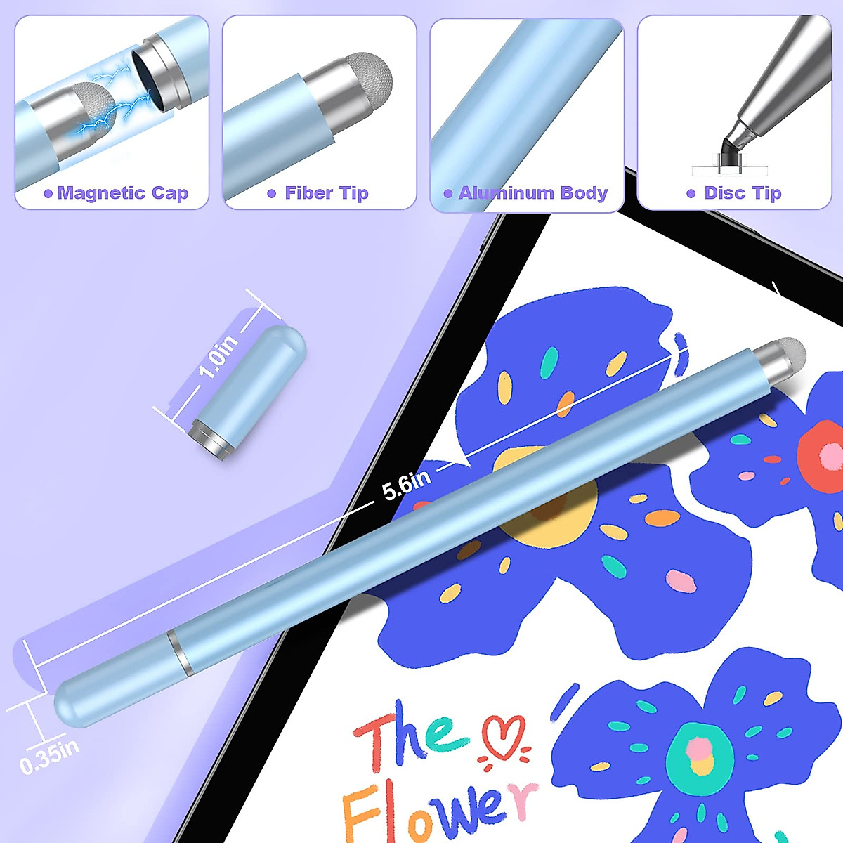 Stylus Pens for Touch Screens, High Precision 2-in-1 Disc Stylus Pen for iPad Compatible with iPhone/iPad/Android/Tablets and All Capacitive Touch Screens
