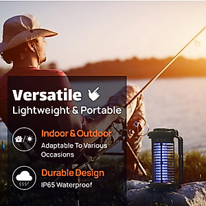 Solar Bug Zapper Outdoor Indoor, 4800V Effective Mosquito Zapper, Cordless IP66 Waterproof Fly Traps, Fly Zapper,Patio and Camping,Garden,Backyard Essentials