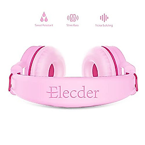 ELECDER i37 Kids Headphones Children Girls Boys Teens Foldable Adjustable On Ear Headphones 3.5mm Jack Compatible Cellphones Computer MP3/4 Kindle School Tablet Rose/Pink