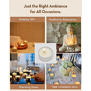 50 Packs Tea Light Candles, 4.5 Hours Burning Time, Unscented & Smokeless Mini Votive Candles, Soft Light Tealight, Small Tea Candle for SPA Relax Romantic Decor, White